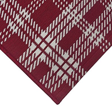 St. Nicholas Square® Red & White Plaid Reversible Layering Doormat