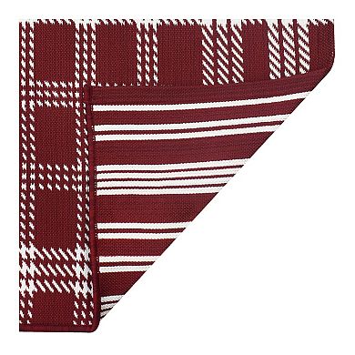 St. Nicholas Square® Red & White Plaid Reversible Layering Doormat