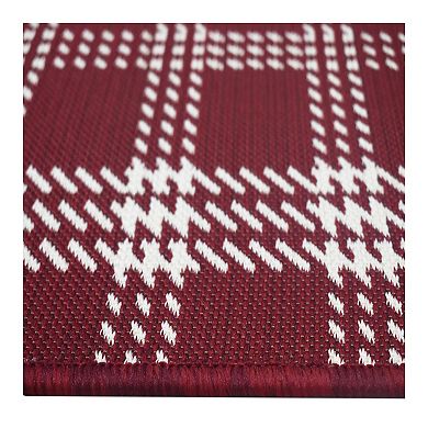 St. Nicholas Square® Red & White Plaid Reversible Layering Doormat