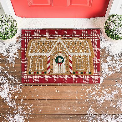 St. Nicholas Square® Red & White Plaid Reversible Layering Doormat