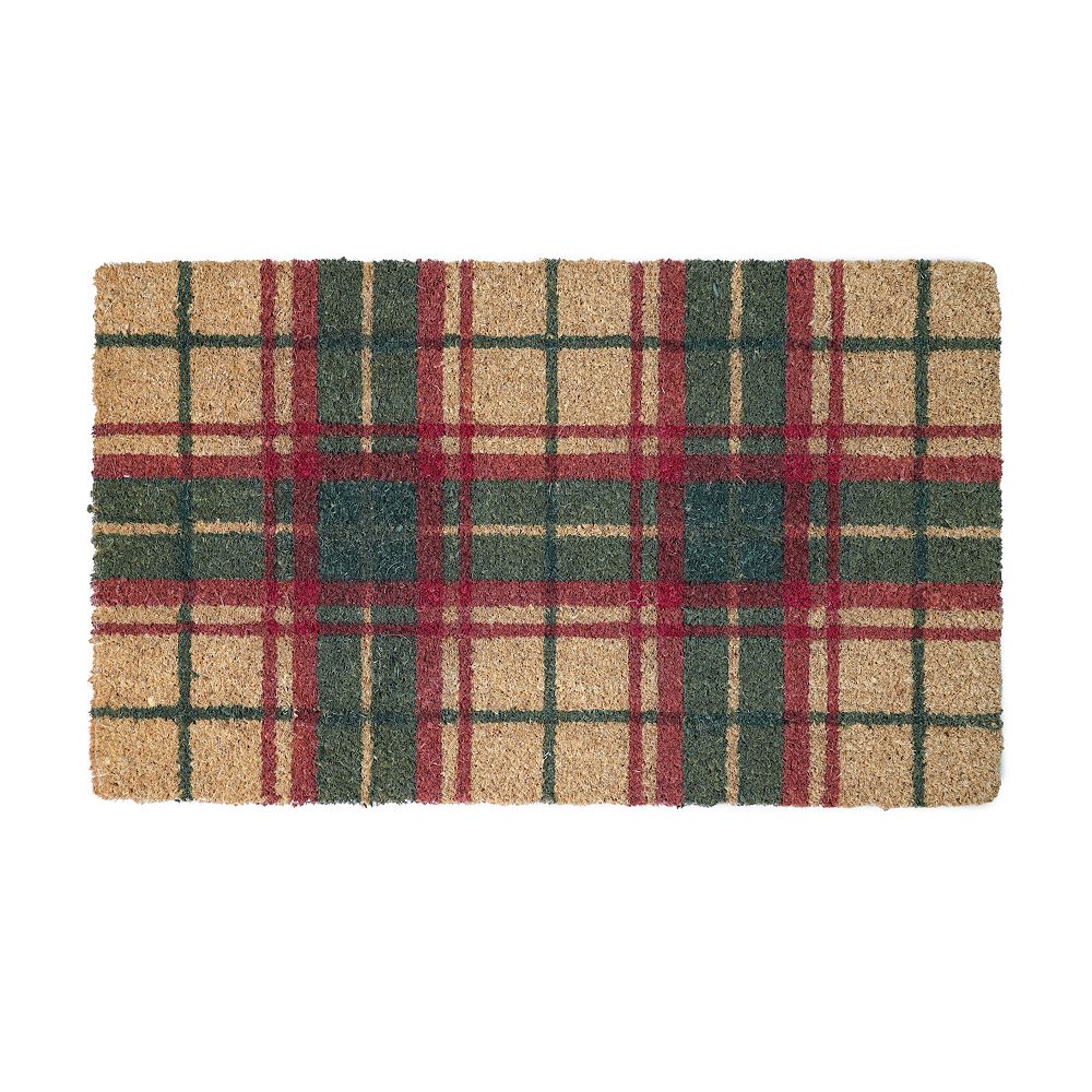 St. Nicholas Square® Holiday Plaid Print Coir Doormat