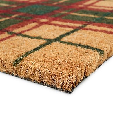 St. Nicholas Square® Holiday Plaid Print Coir Doormat