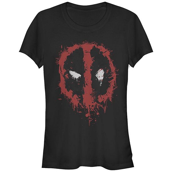 Juniors' Deadpool Splatter Mask Graphic Tee