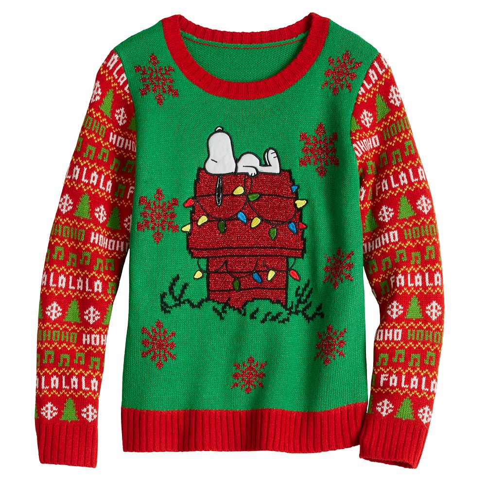 Girls 4-16 Snoopy Doghouse Holiday Graphic Sweater