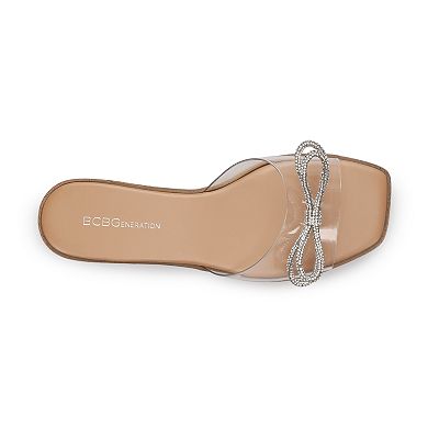 BCBGeneration Laffi Women's Rhinestone Bow Slide Sandal