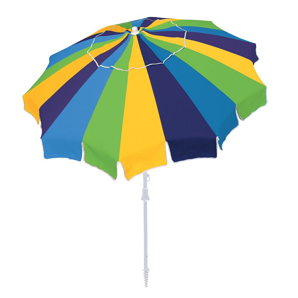 Rio Brands 7' Alternating 20-Panel Beach Umbrella, Sand Anchor & Carrying Bag