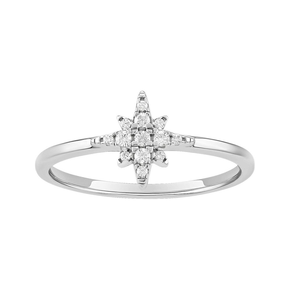 PRIMROSE Sterling Silver Cubic Zirconia Starburst Ring