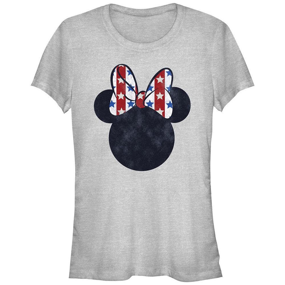 Disney's Minnie Mouse Juniors' Stars And Stripes Print Bow Graphic Tee