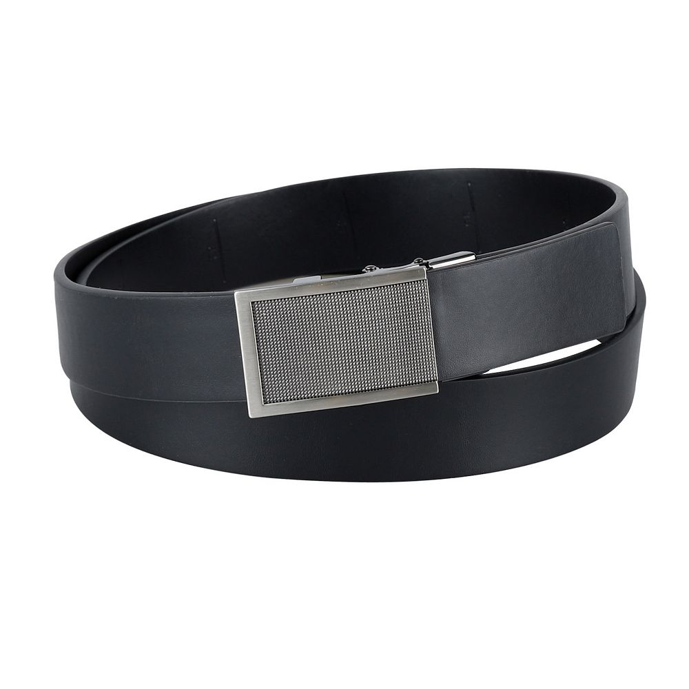 Men's Exact Fit Fully Adjustable Cut-to-Fit Track Lock Plaque Buckle Belt