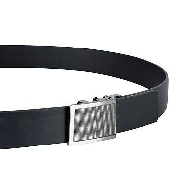 Men's Exact Fit Fully Adjustable Cut-to-Fit Track Lock Plaque Buckle Belt