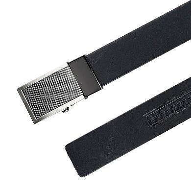 Men's Exact Fit Fully Adjustable Cut-to-Fit Track Lock Plaque Buckle Belt