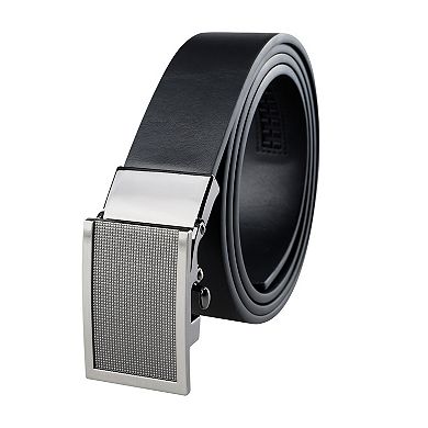 Men's Exact Fit Fully Adjustable Cut-to-Fit Track Lock Plaque Buckle Belt