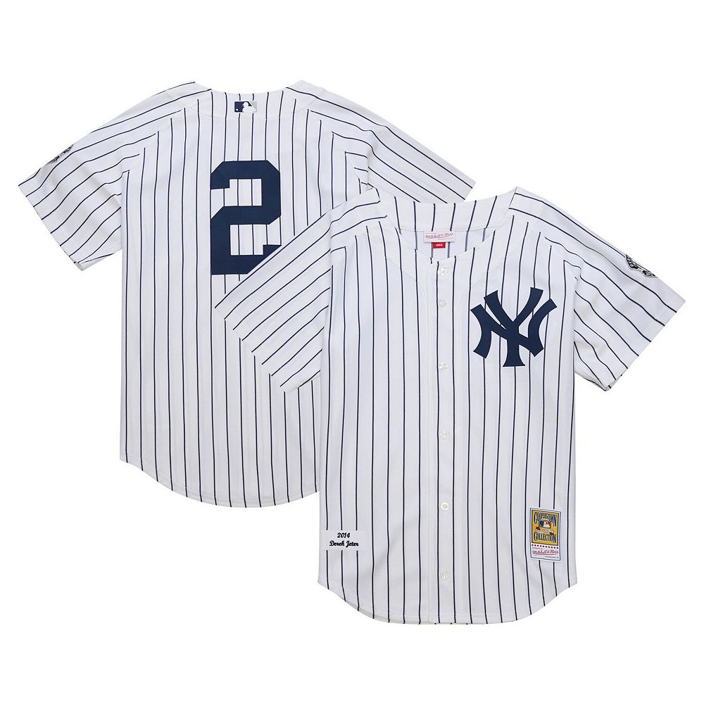 Men's Mitchell & Ness Derek Jeter White New York Yankees 2014 Cooperstown Collection Authentic ...