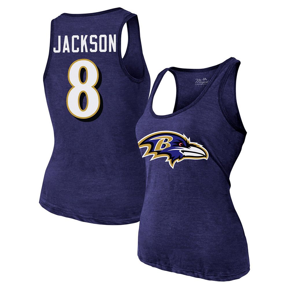 Women's Majestic Threads Lamar Jackson Purple Baltimore Ravens Name ...