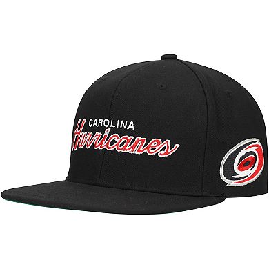 Men's Mitchell & Ness Black Carolina Hurricanes Core Team Script 2.0 Snapback Hat