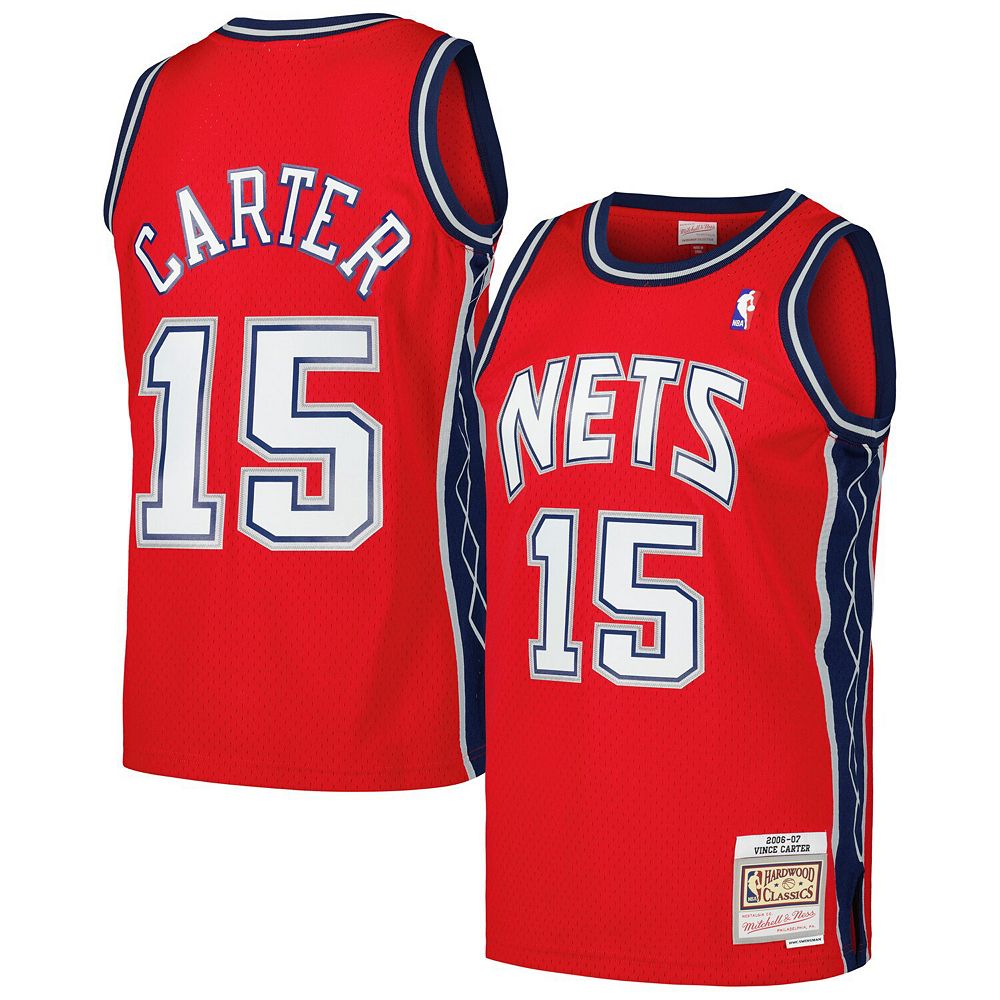 Men's Mitchell & Ness Vince Carter Red New Jersey Nets 2006/07 Hardwood ...