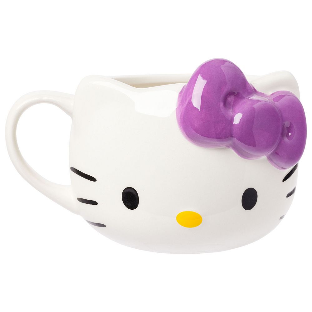 Hello Kitty Face Purple Bow Ceramic 3D Sculpted Mug