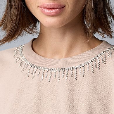 Women's Simply Vera Vera Wang Jeweled Neck Sweatshirt