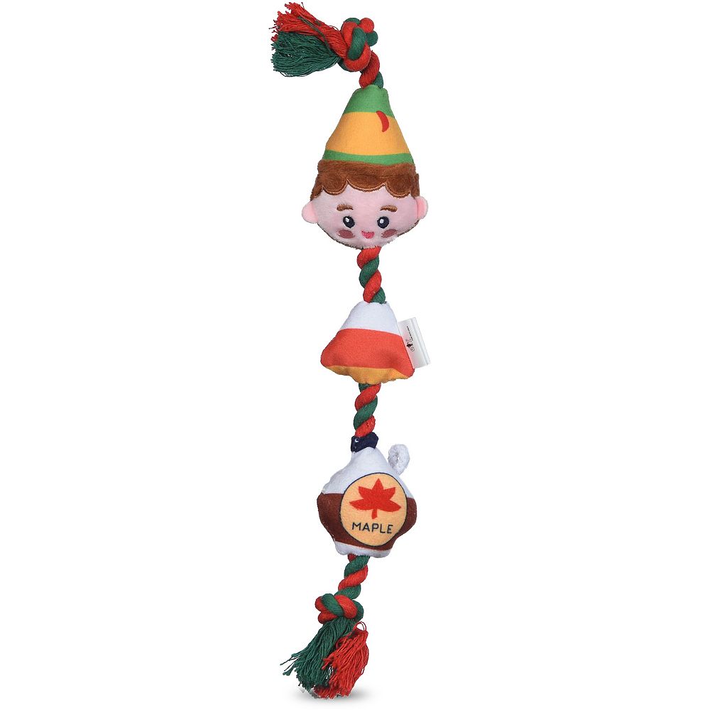 Elf Holiday 15" Buddy, Candy, and Maple Syrup Rope Pet Toy