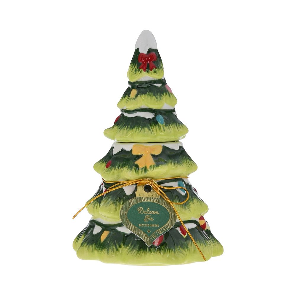 St. Nicholas Square® 7 oz. Balsam Fir Candle in Painted Ceramic Tree ...