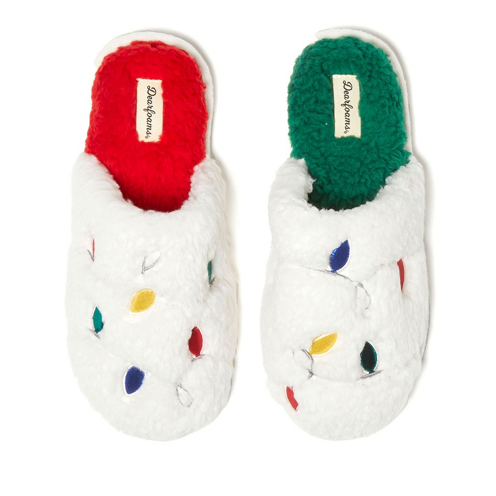 Dearfoams Holiday White Lights Novelty Adult Scuff Slippers