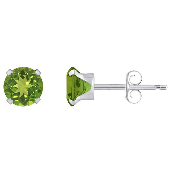 Celebration Gems 10k Gold Round Peridot Stud Earrings