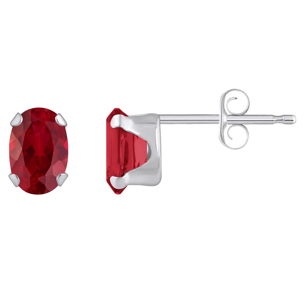 Celebration Gems 10k Gold Oval Lab-Created Ruby Stud Earrings