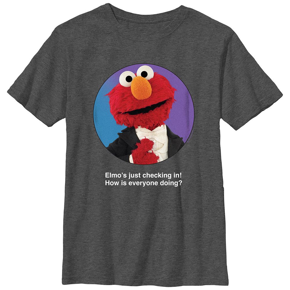 Boys 6-20 Sesame Street Elmo's Just Checking In! Stamp Graphic Tee
