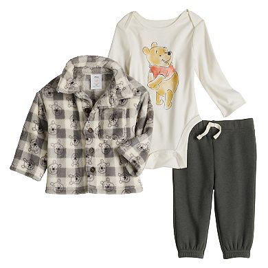 Disney's Winnie The Pooh Baby Boy 3-Piece Shacket, Bodysuit & Pants Set ...