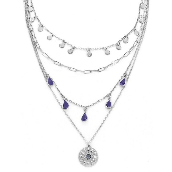 PANNEE BY PANACEA Coin Crystal Multi-Strand Pendant Necklace
