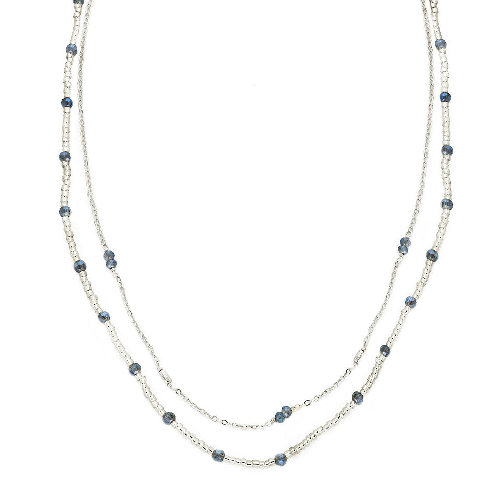 PANNEE BY PANACEA Silver Tone Blue Crystal Beaded Double Strand Necklace