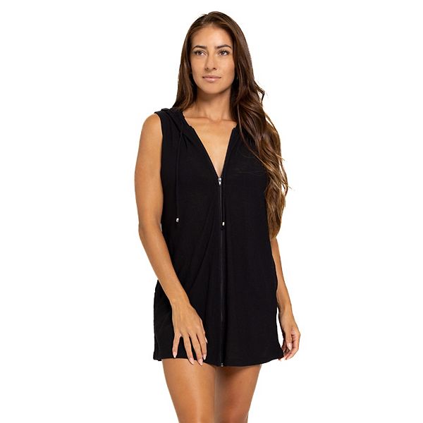 Women's Portocruz Sleeveless Full-Zip Hooded Swim Cover-Up