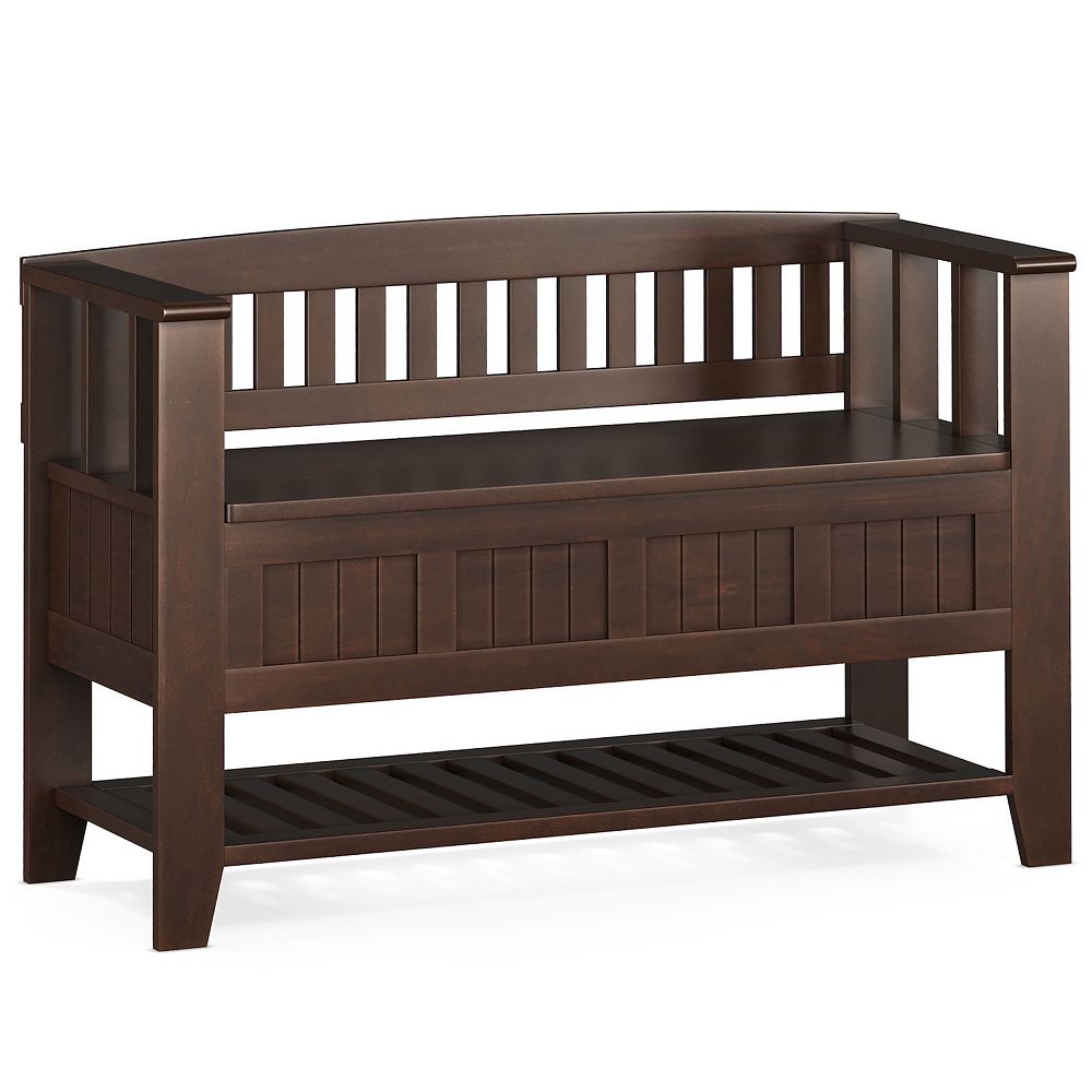 Simpli Home Acadian Entryway Hidden Storage Bench