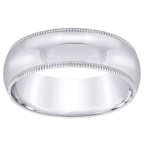 Alyson Layne Men's 10k White Gold Milgrain Wedding Band