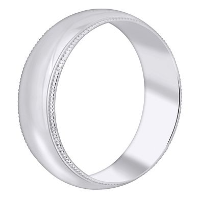 Alyson Layne Men's 10k White Gold Milgrain Wedding Band