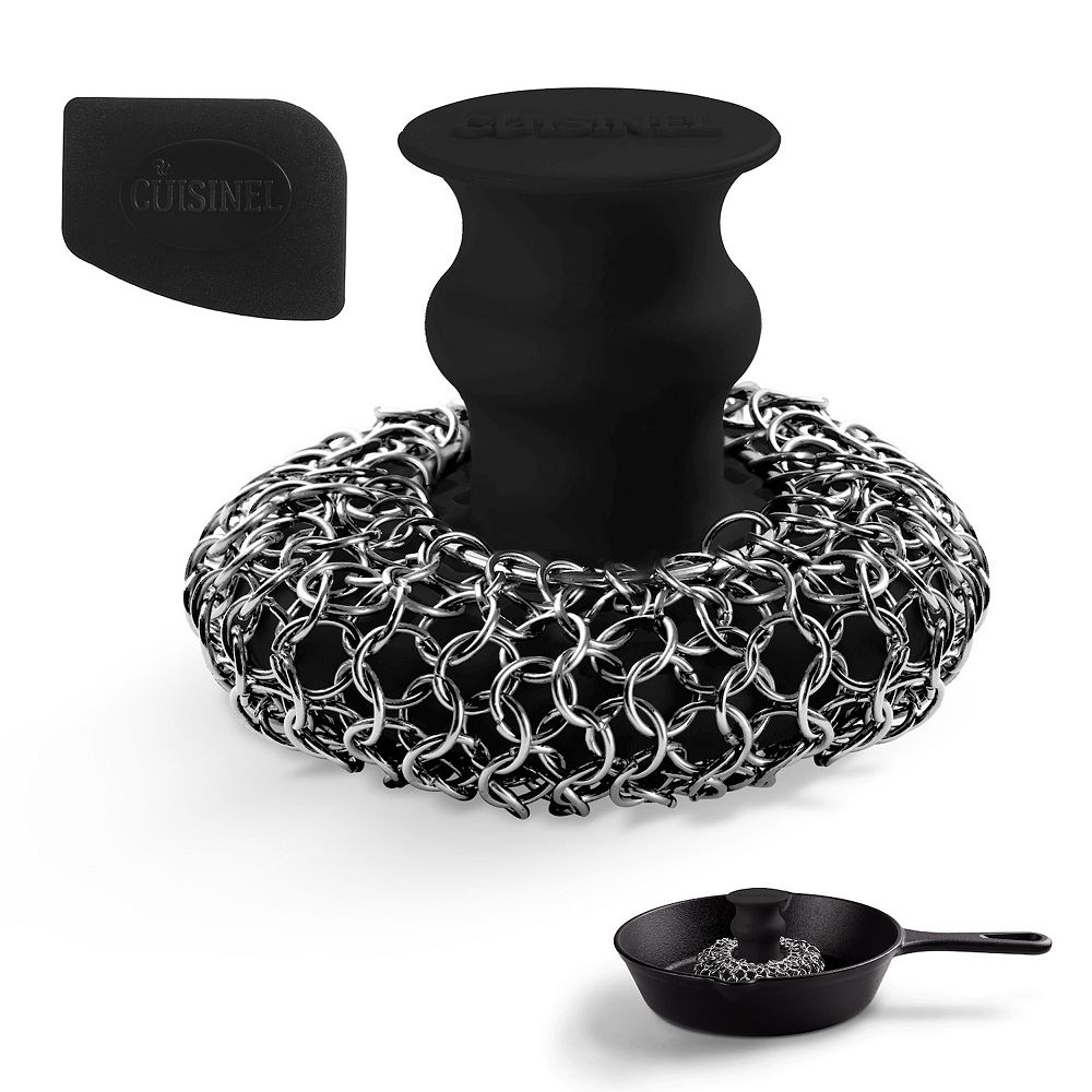 Cuisinel Cast Iron Chainmail Scrubber + Pan Scraper - Deluxe