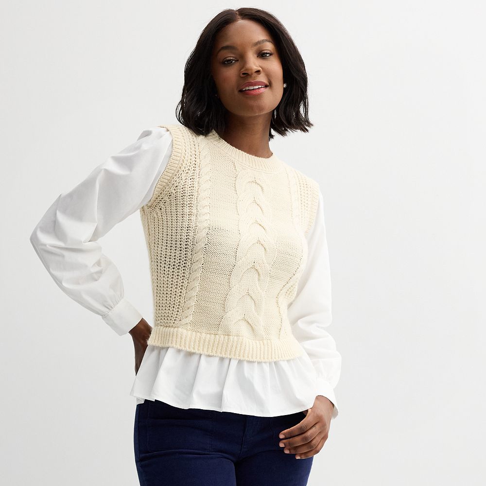Women's Draper James Long Sleeve Twofer Layered Top