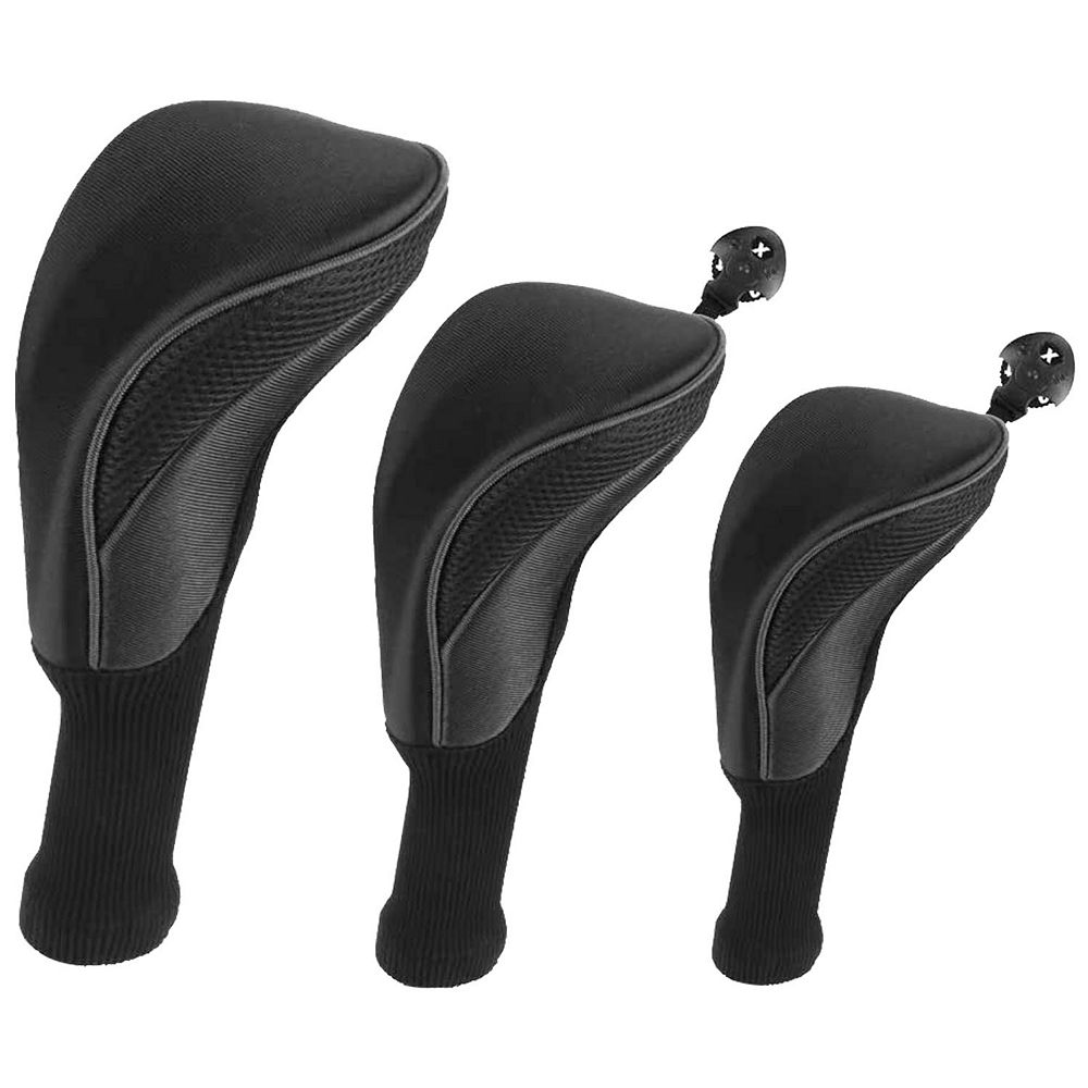 Black, Long Neck Mesh Golf Club Head Covers Set Of 3