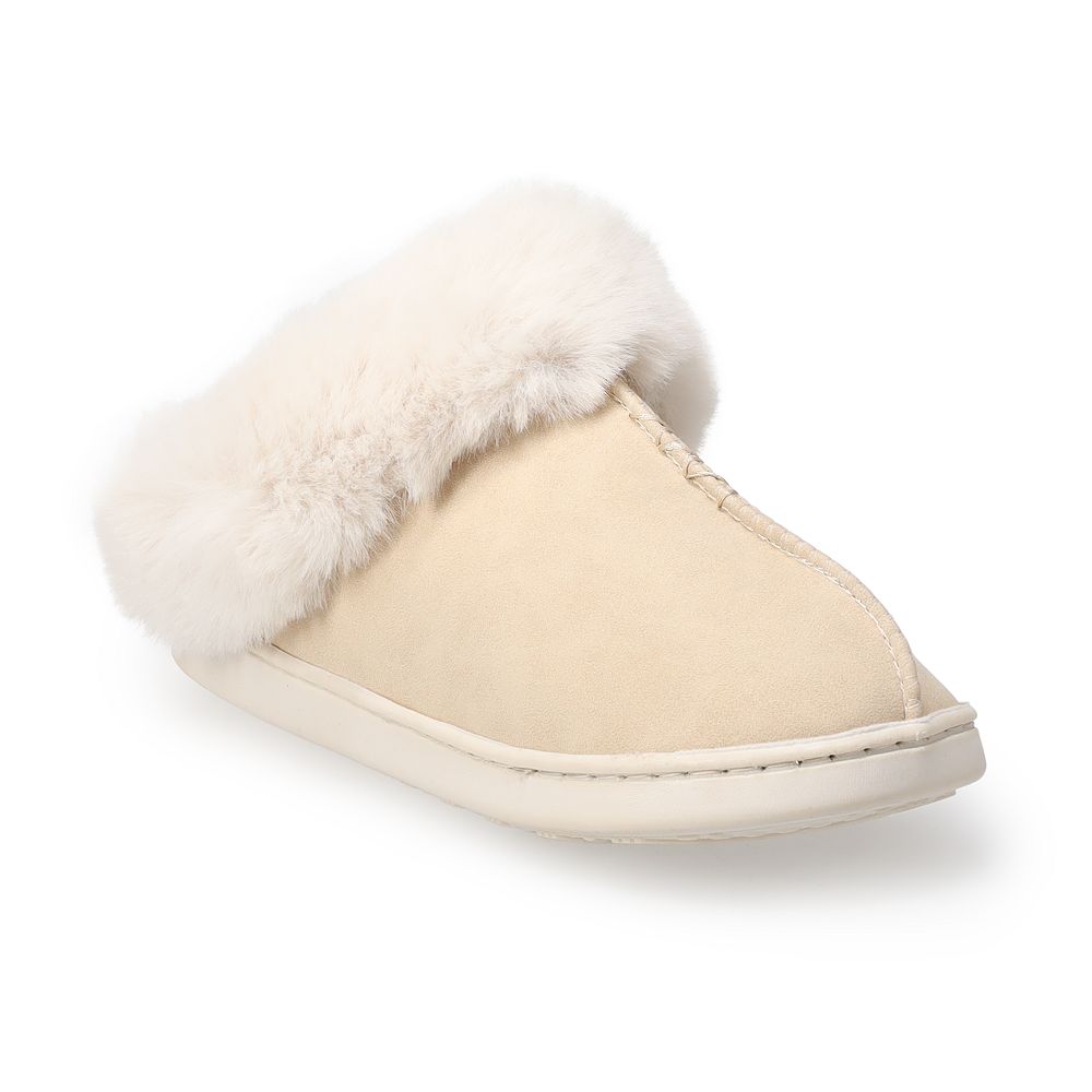 LC Lauren Conrad Allis Faux Fur Cuff Clog Women's Slippers
