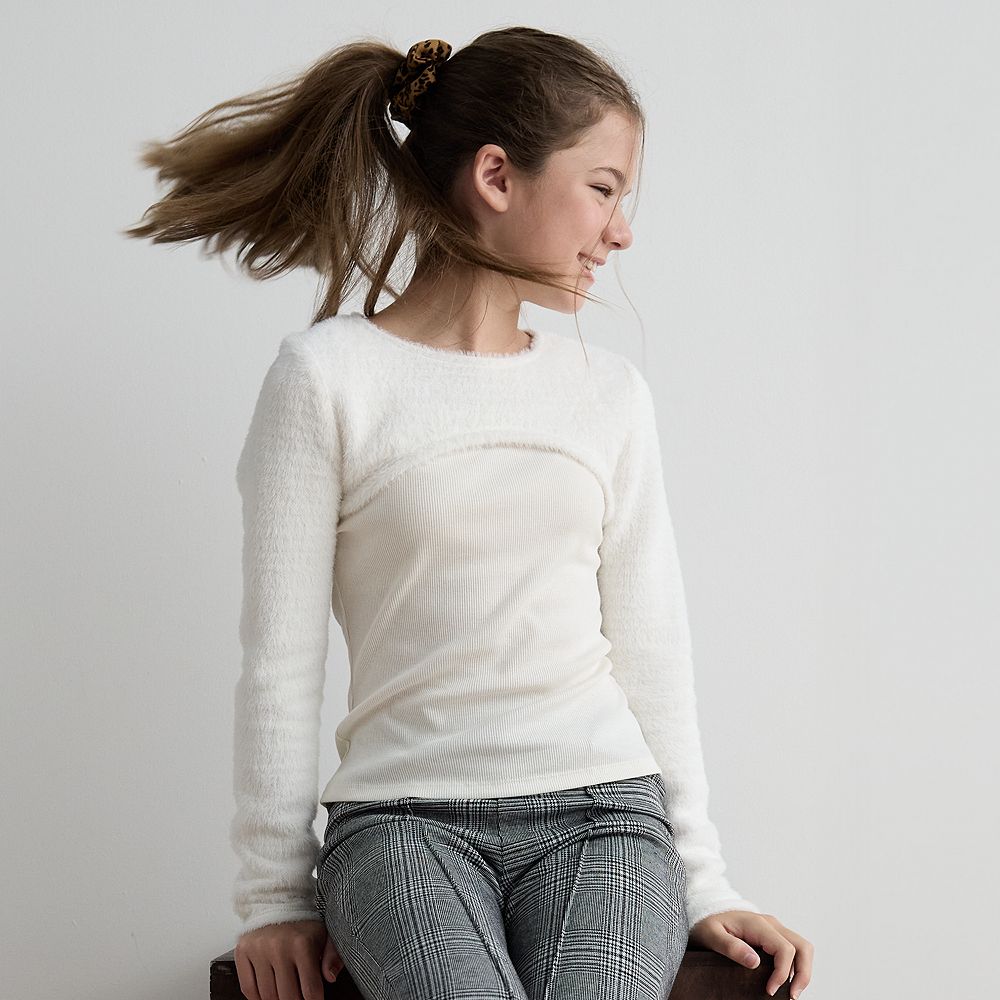 Girls 6-20 SO® Cozy Shrug Twofer Long Sleeve Top in Regular & Plus Size