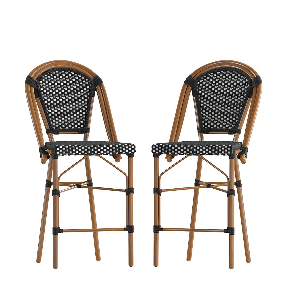 Merrick Lane Sacha Set Of Two Stacking Bistro Counter Stools With Pe ...
