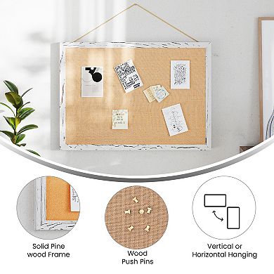 Merrick Lane Clarey Linen Display Board with Wooden Frame and Push Pins
