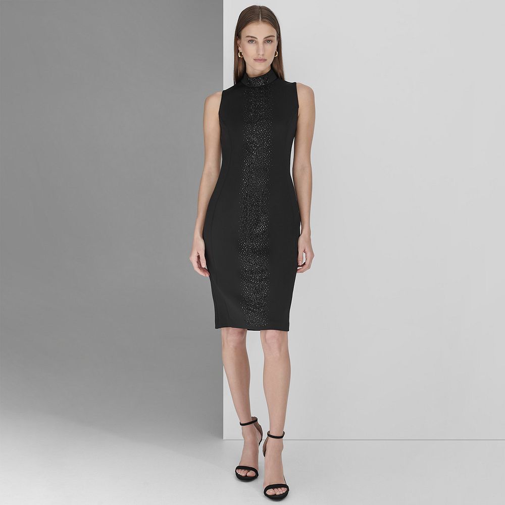 Women's Andrew Marc Sleeveless Fitted Turtleneck Midi Dress