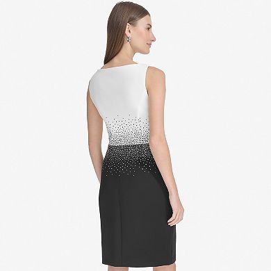 Womens Andrew Marc Sleeveless Round Neck Short Sheath Dress