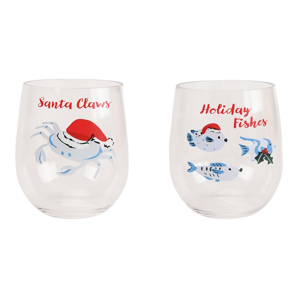 St. Nicholas Square® 2-pc. Holiday Crab & Fish Wine Glass Set