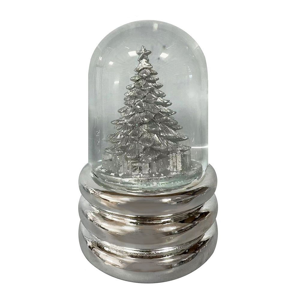 St. Nicholas Square® Modern Silver Christmas Tree Musical Snow Globe ...