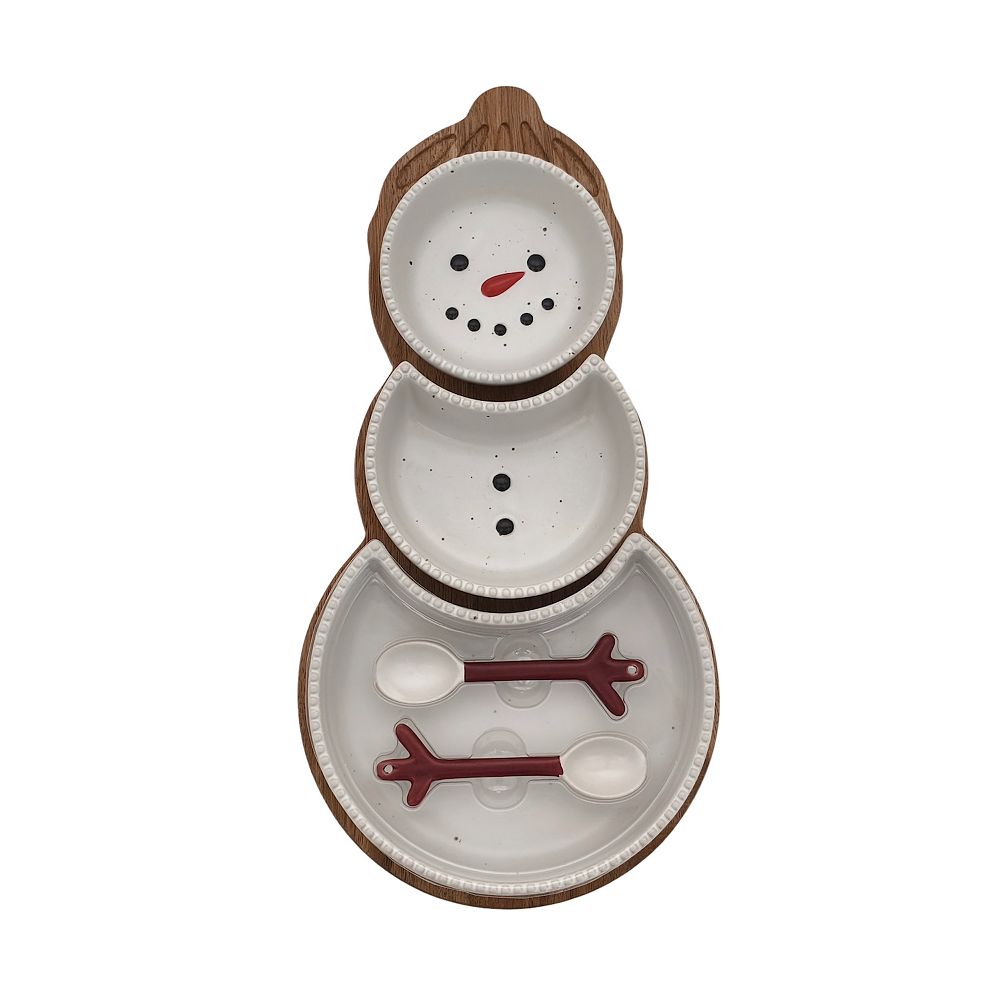 St. Nicholas Square® Snowman Ceramic Server with Spoons