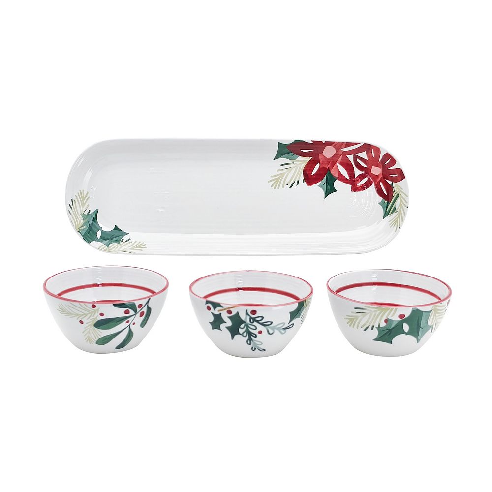 St. Nicholas Square® 4-pc. Holiday Botanical Tray & Bowls Set