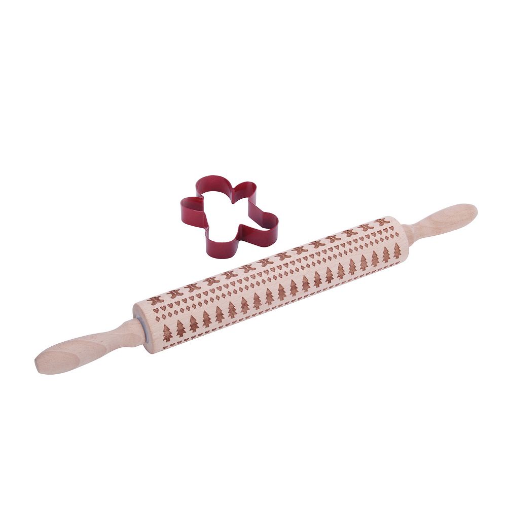 St. Nicholas Square® Christmas Rolling Pin & Cookie Cutter 2-piece Set