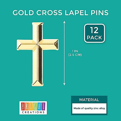 Bright Creations 1" Gold Enamel Cross Brooch Lapel Pins For Religious ...